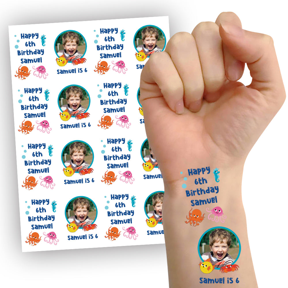 Sealife Personalised Temporary Tattoos | Party Packs