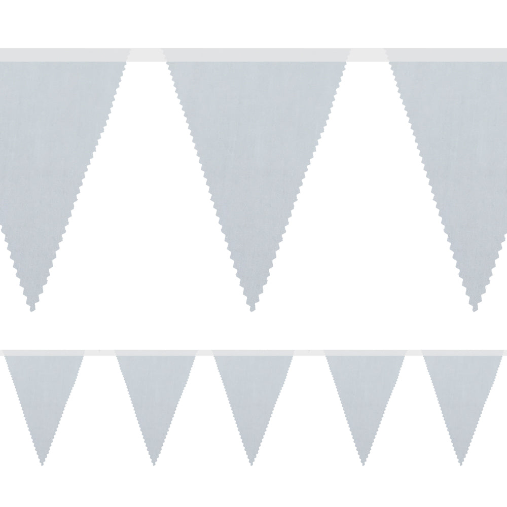 Silver Fabric Pennant Bunting - 24 Flags - 8m | Party Packs