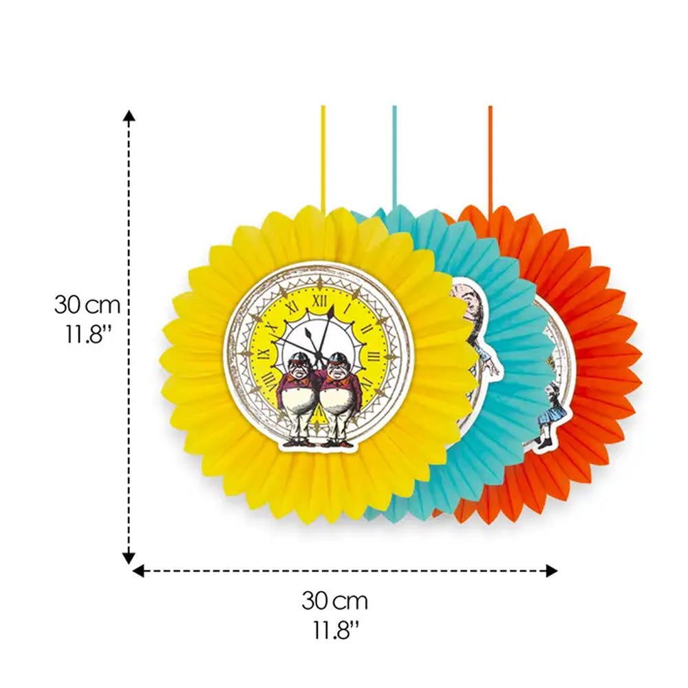 Alice Bright Clock Paper Fans - Pack of 10 | Party Packs