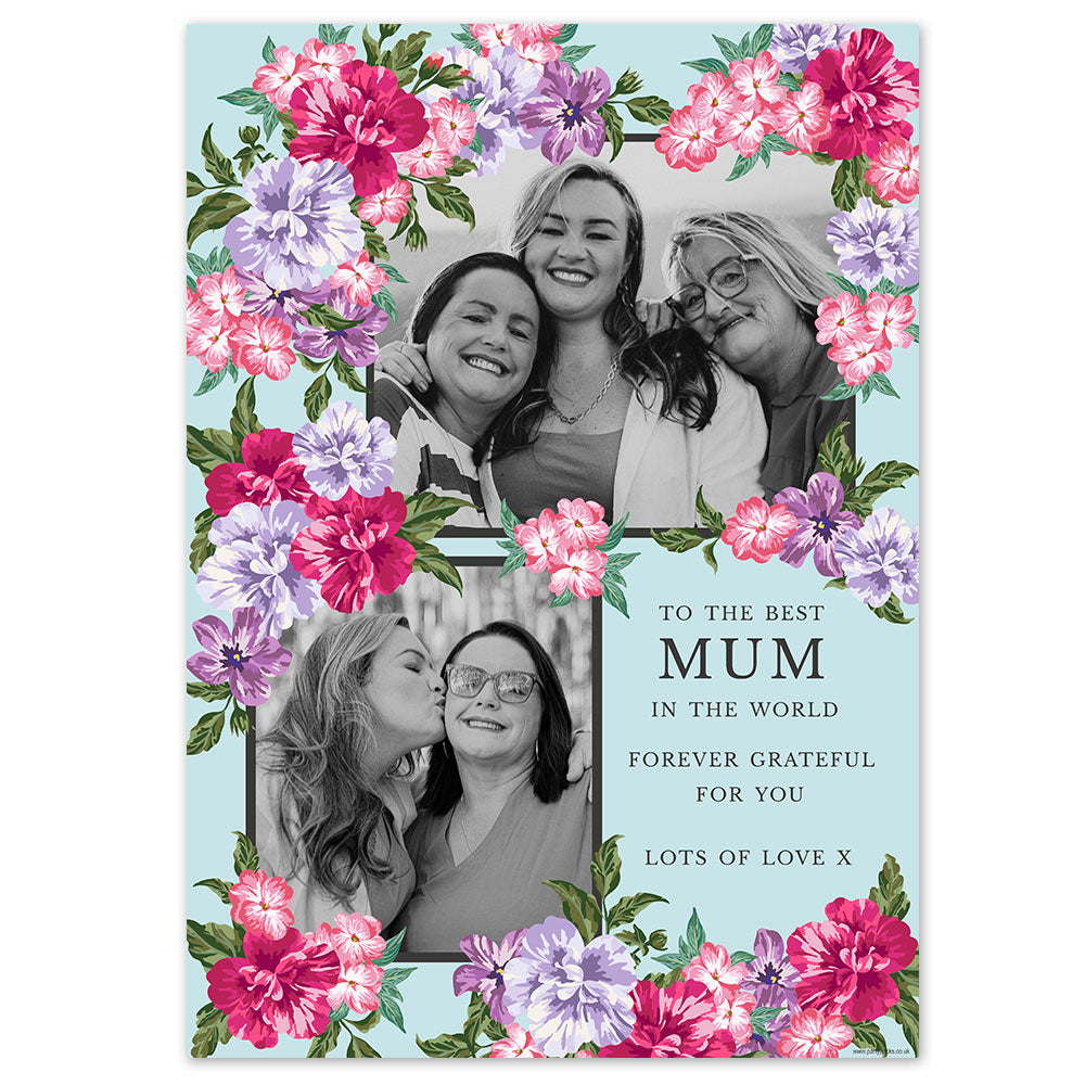 Personalised Floral Multi Photo Poster A3 Mother's Day | Party Packs