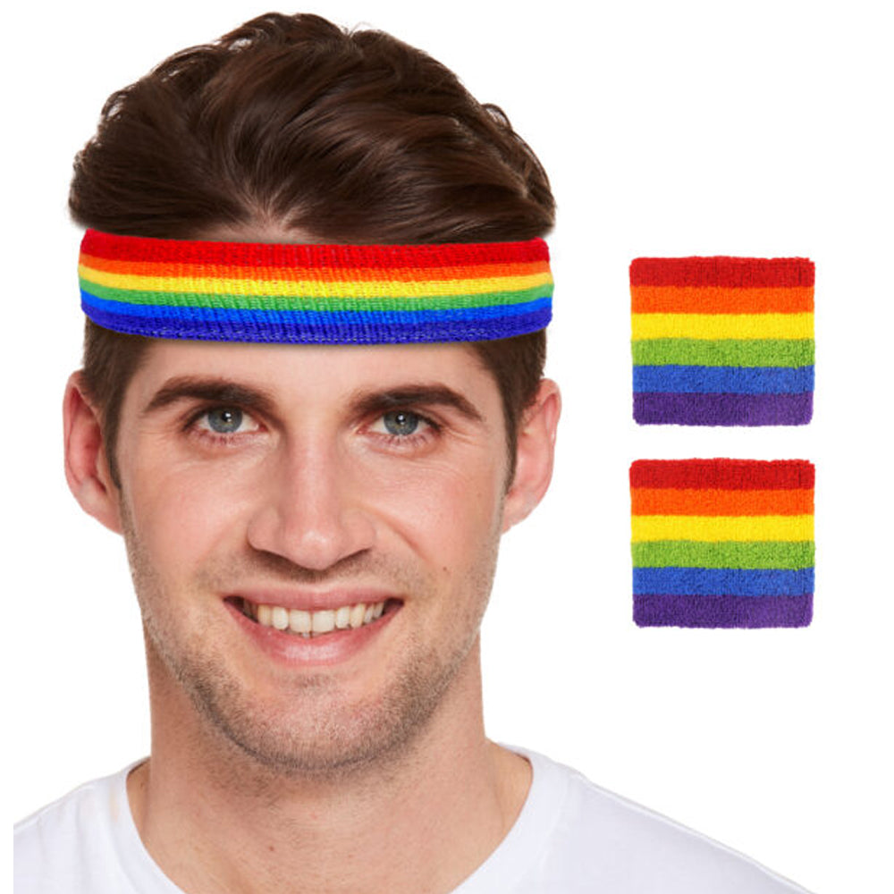 Rainbow Pride Headband and Wristbands Set | Party Packs