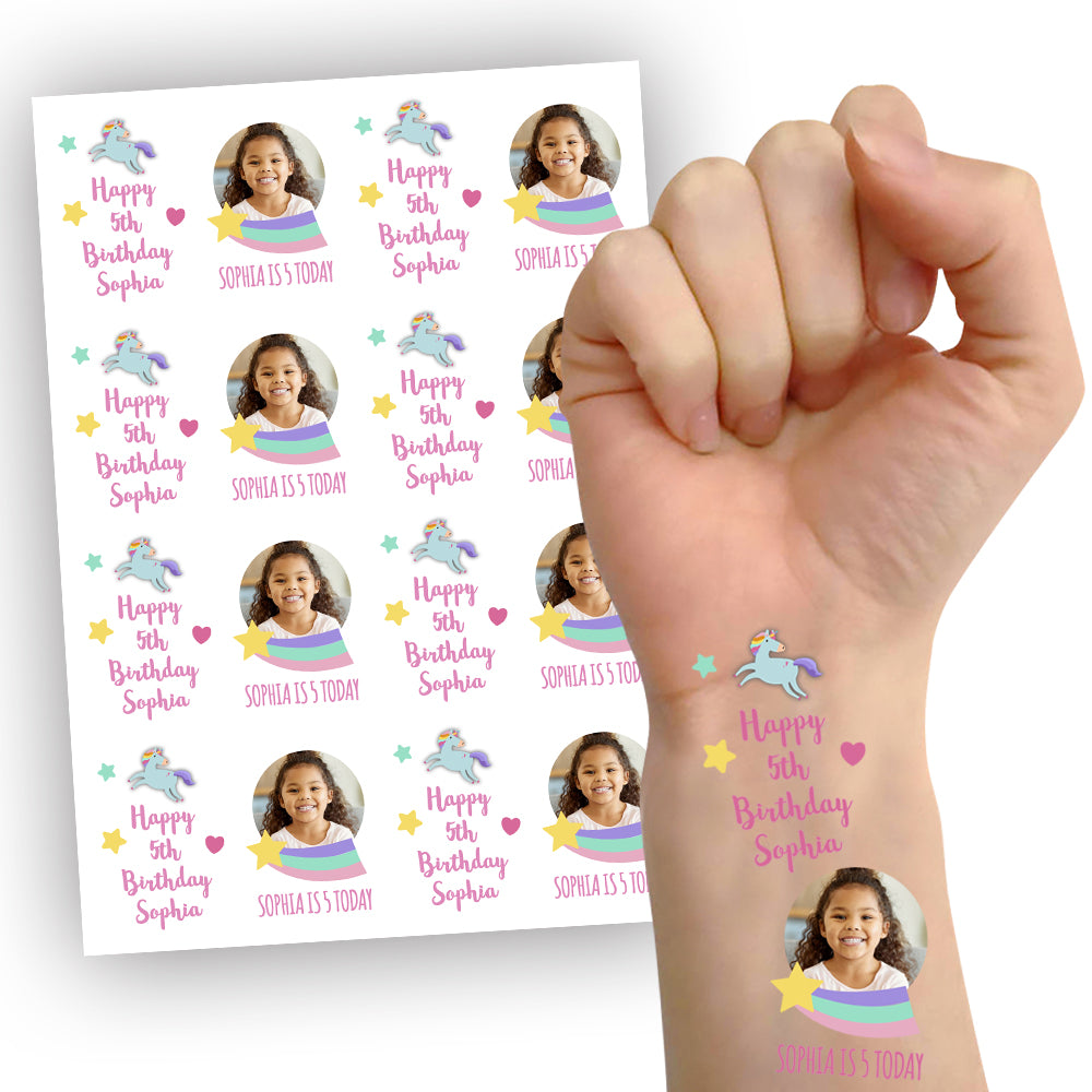 Unicorn Personalised Temporary Tattoos | Party Packs