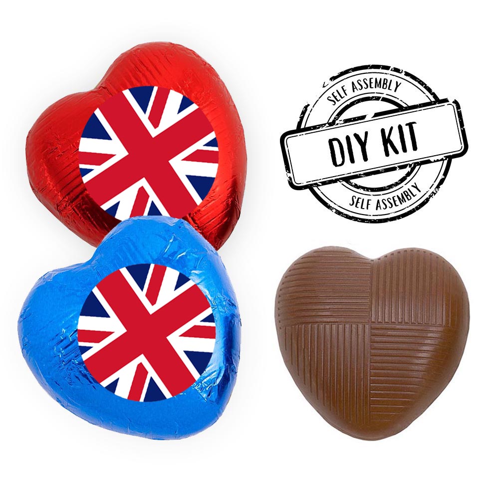 Union Jack Flag Heart Chocolates | Party Packs
