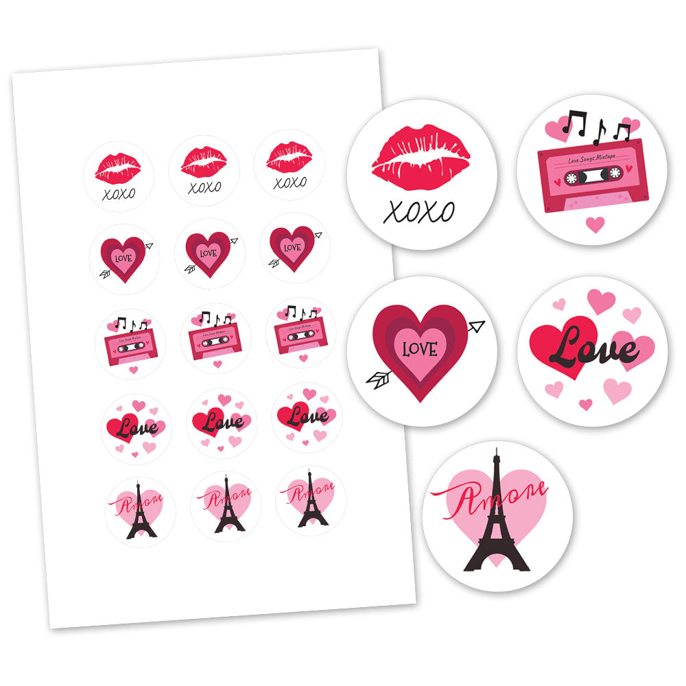 Valentine's Day Round Stickers 5cm - Sheet of 15 | Valentine's Craft ...