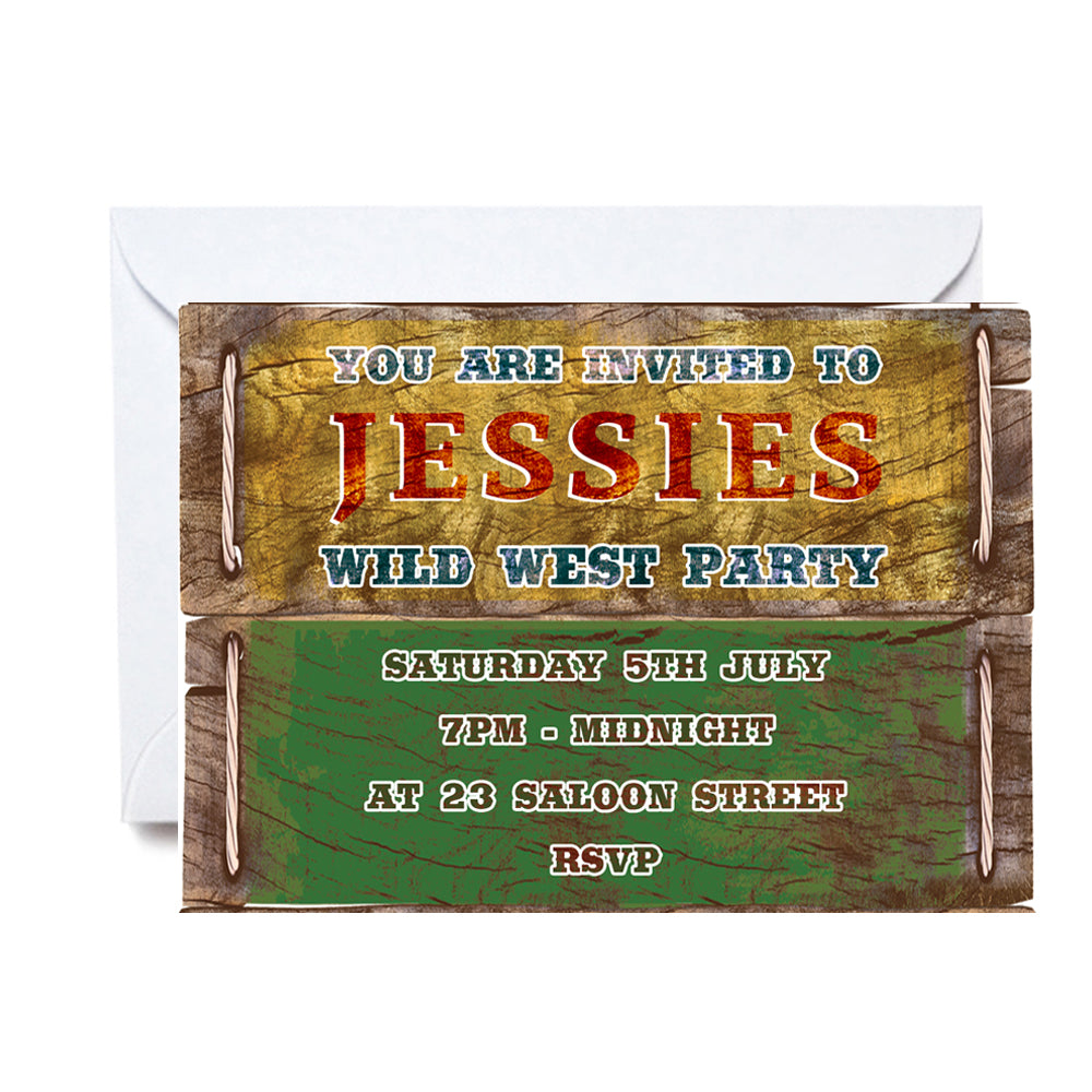 Wild West Personalised Invitations - Pack of 16 | Party Packs