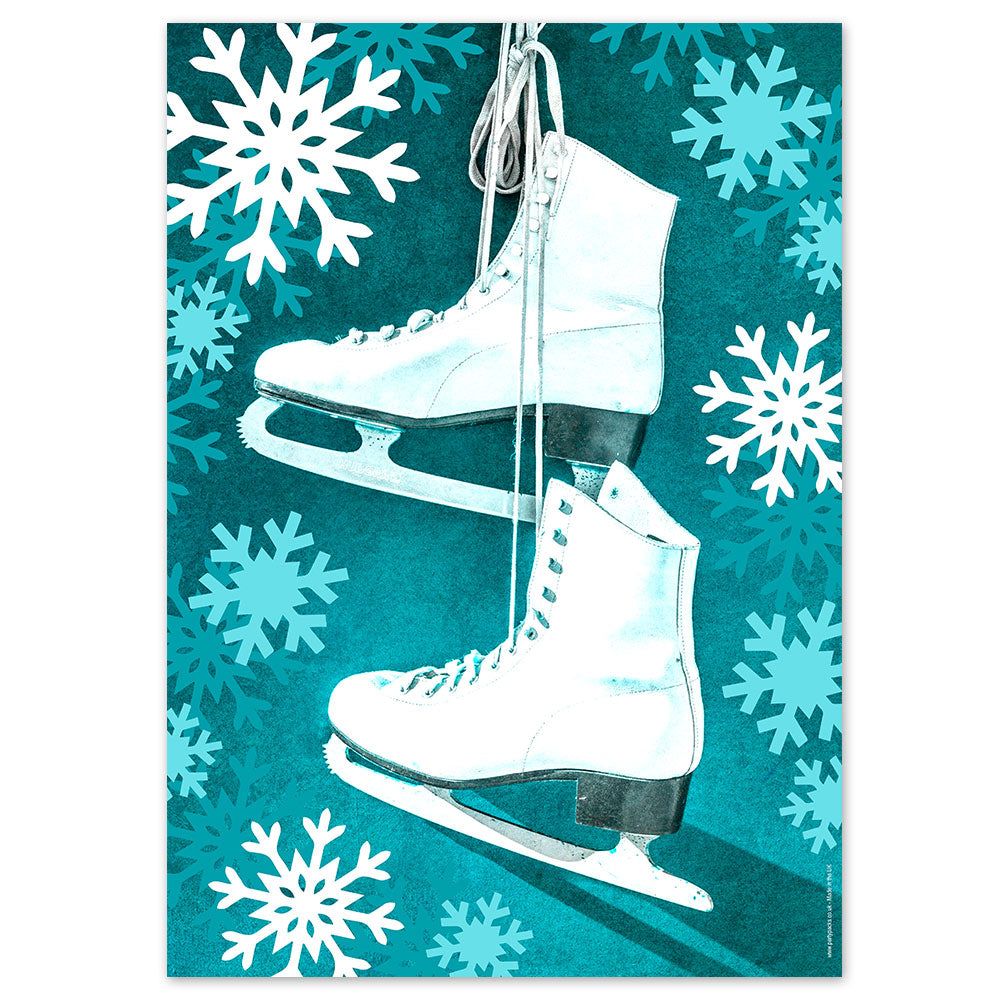 Ice Skates Snowflake Poster A3 | Winter Party Decorations | Party Packs