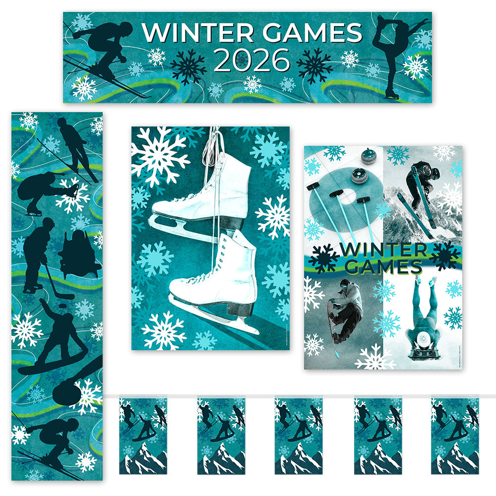 Winter Games 2026 Paper Decoration Pack | Complete Party Set | Party Packs
