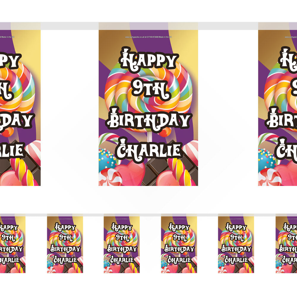 Wonka Chocolate Factory Personalised Paper Flag Bunting - 3m – Party Packs