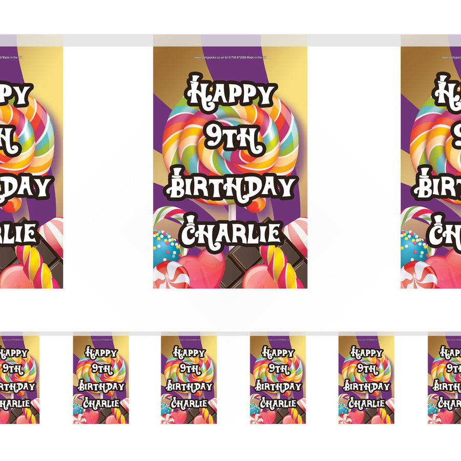 Wonka Chocolate Factory Personalised Paper Flag Bunting - 3m – Party Packs