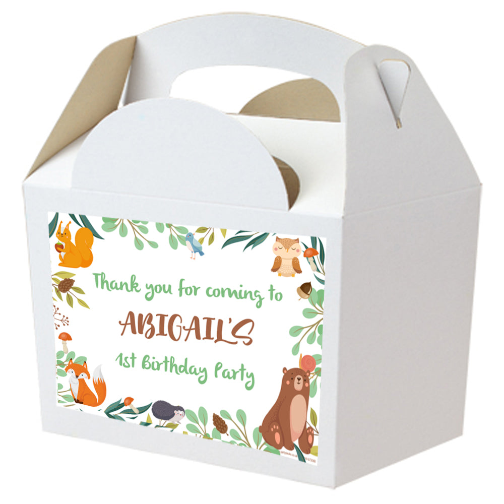 Woodland Animals Personalised Party Favour Box Kit - Pack of 4 – Party ...