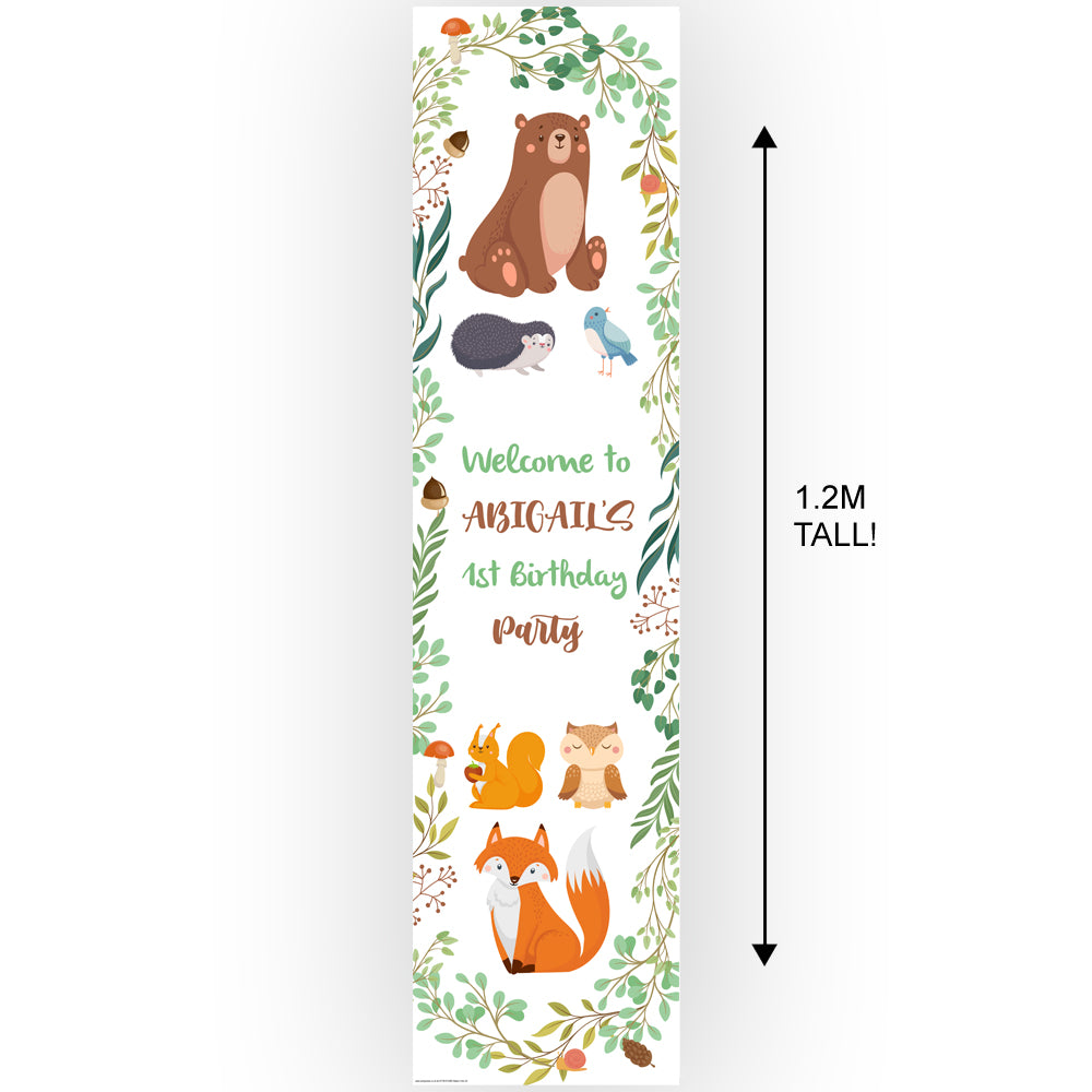 Woodland Animals Personalised Banner Decoration | Party Packs