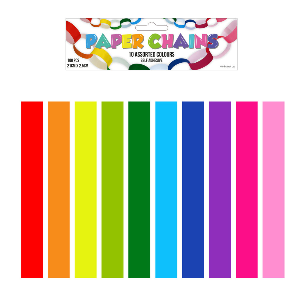 Multicolour Paper Chains Kit - Pack of 100 – Party Packs