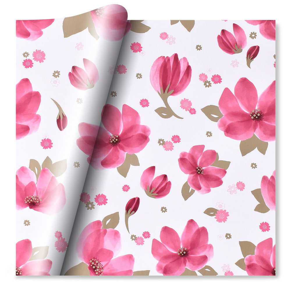 White & Pink Floral Wrapping Paper - Gift Wrapping | Party Packs