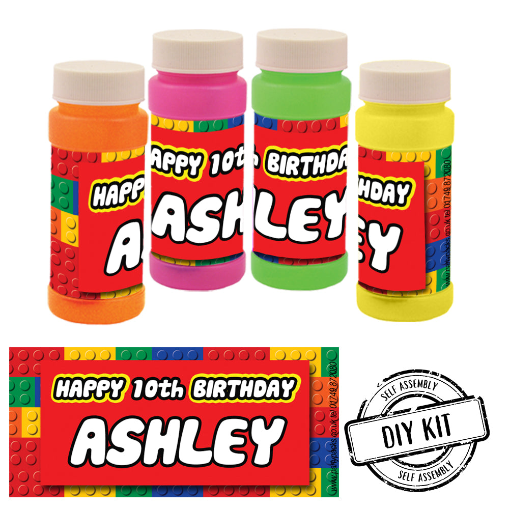 Personalised Bubbles - Building Blocks - Pack of 8 – Party Packs