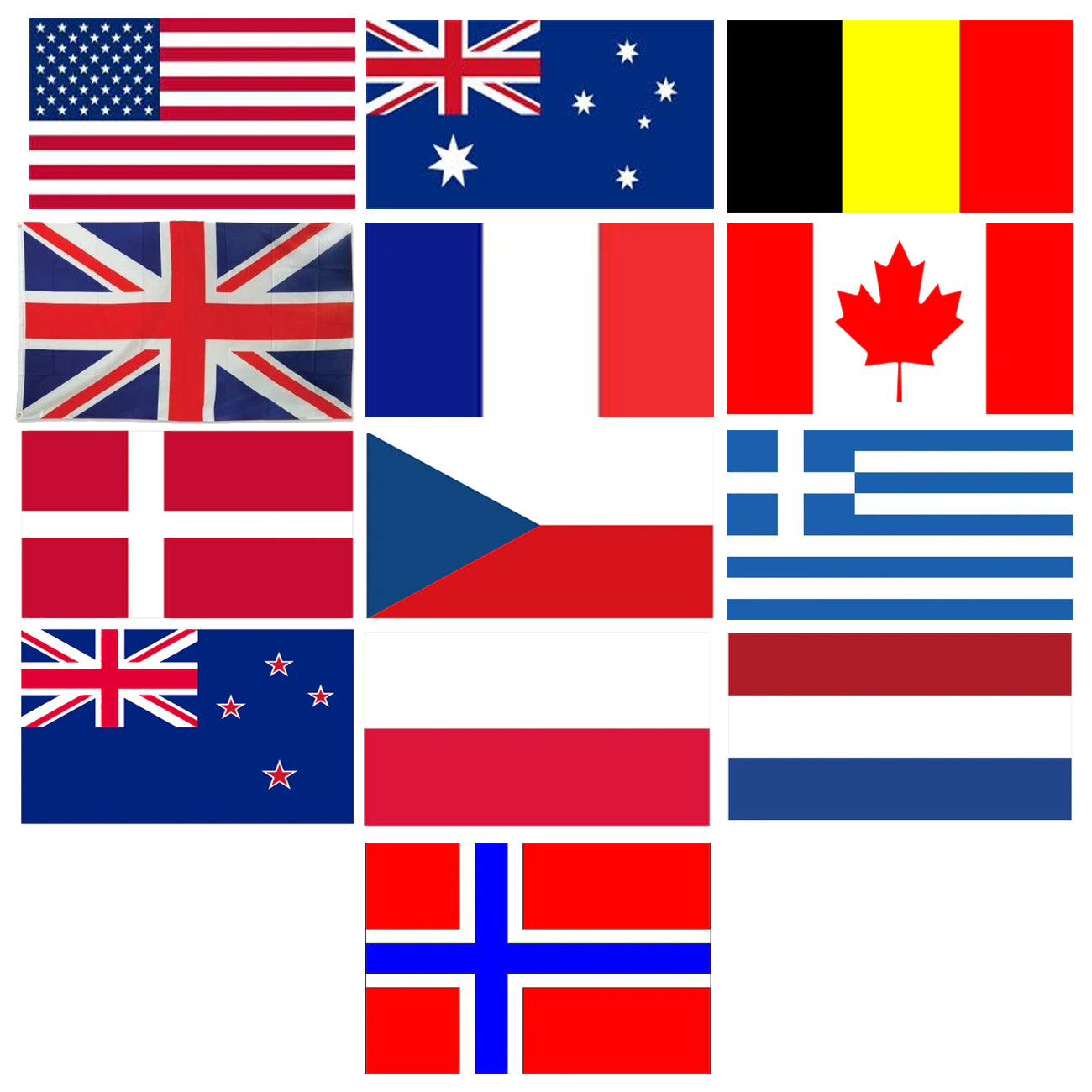 D-Day Allied Countries Fabric Flag Pack - 13 Flags | Party Packs