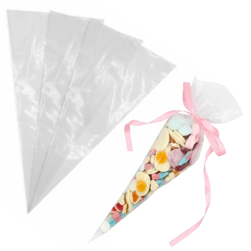 Clear Sweet Cone Cello Bags - 36.5cm - Each – Party Packs