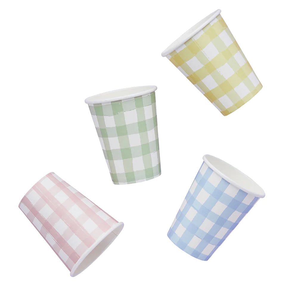 Pastel Gingham Paper Cups - Pack of 8 – Party Packs