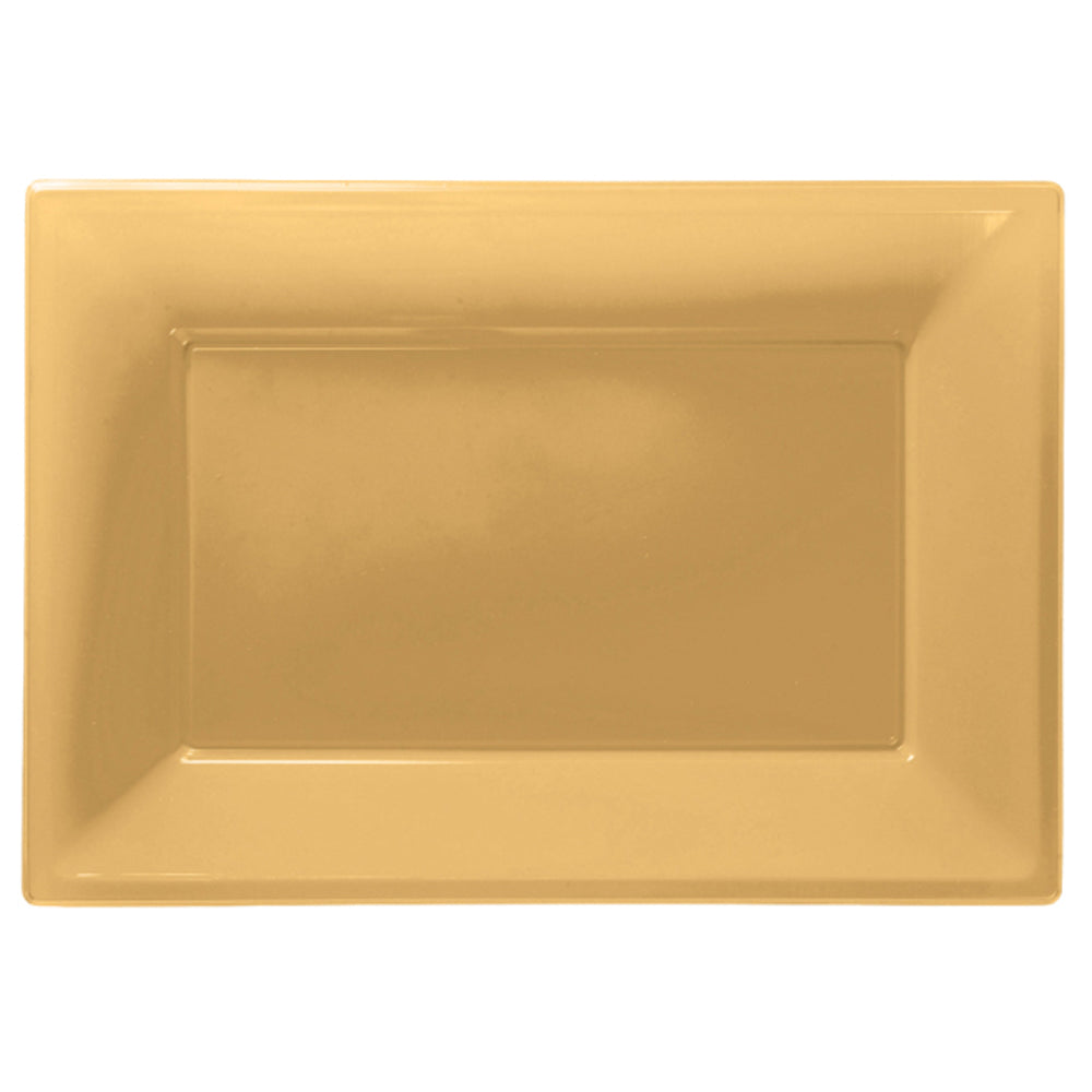Gold Rectangle Serving Platters - 23cm x 32cm - Pack of 3 – Party Packs