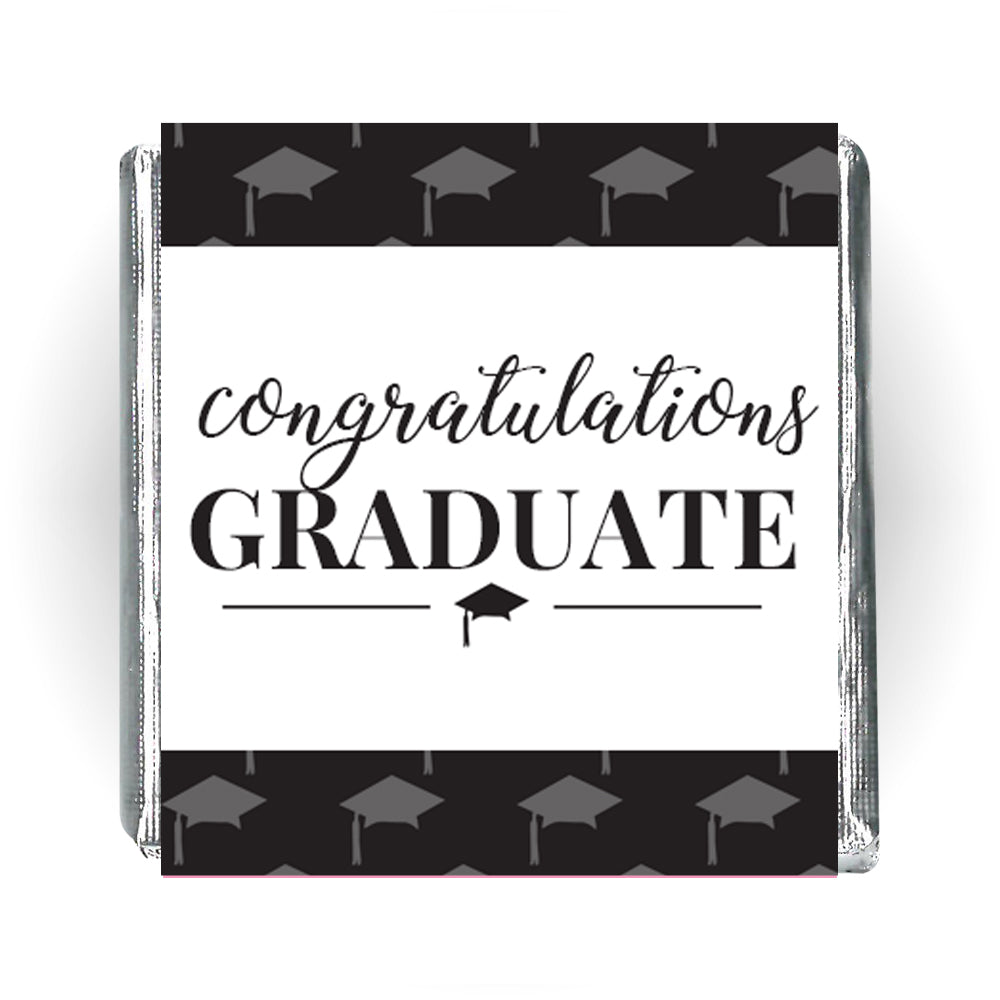 Black and White Graduation Square Chocolates - Pack of 16 - Self Assem ...