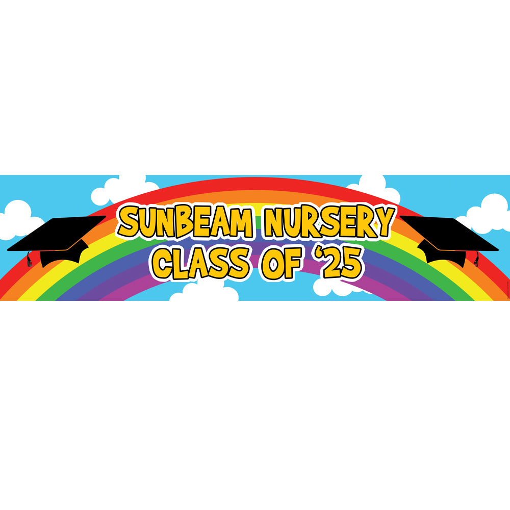 Rainbow Pre-School Graduation Personalised Banner 1.2m - Custom ...