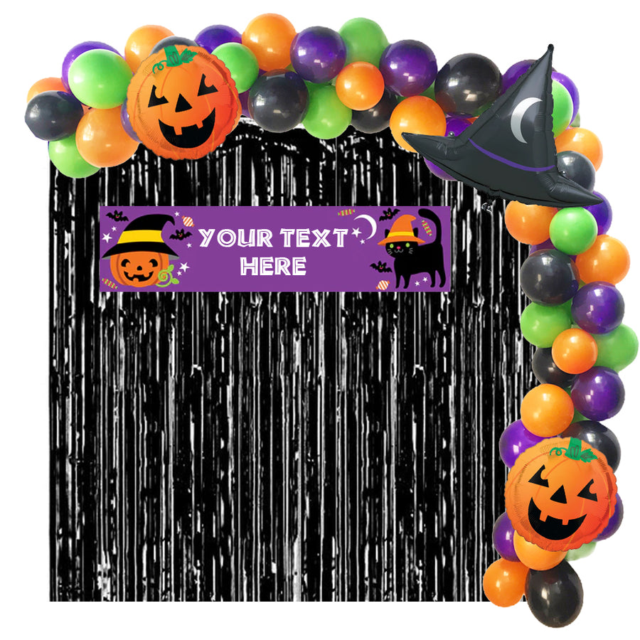 Personalised Halloween Party Backdrop Decoration DIY Kit With Balloon ...