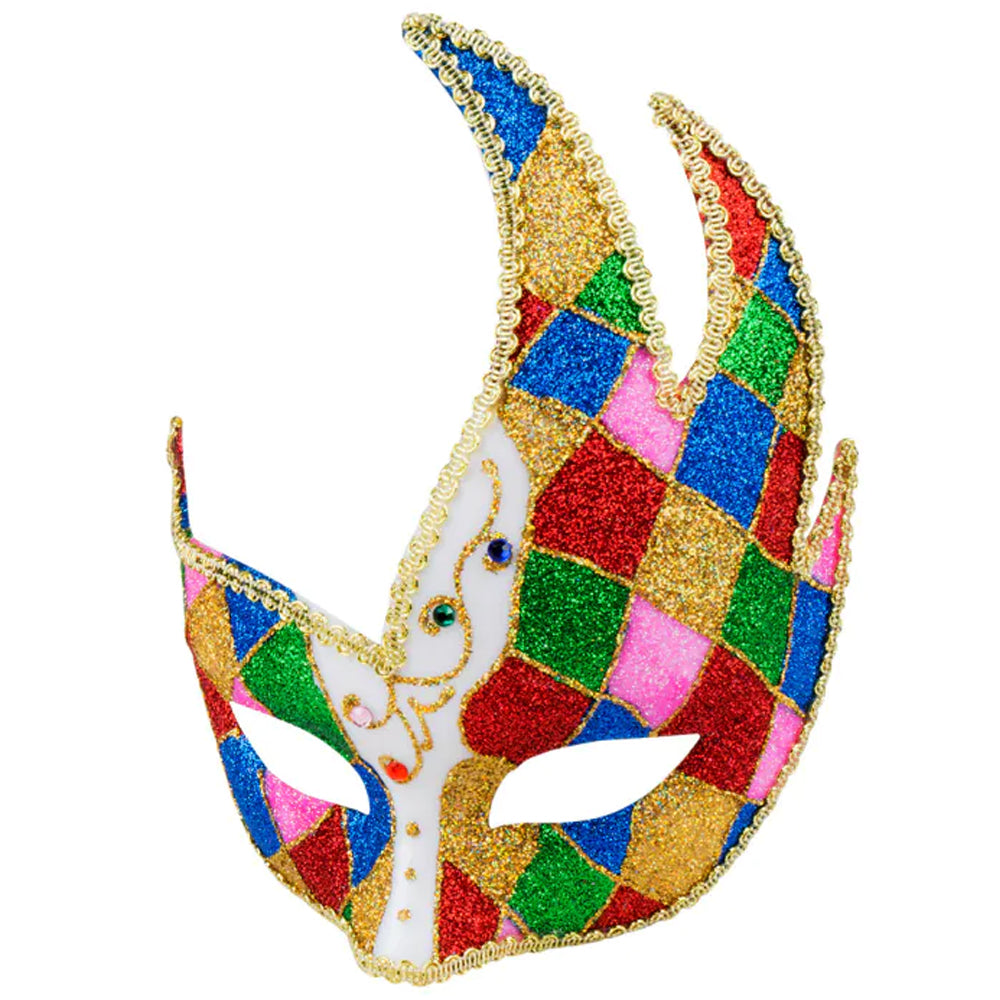 Harlequin Glitter Jester Venetian Masquerade Mask | Party Packs