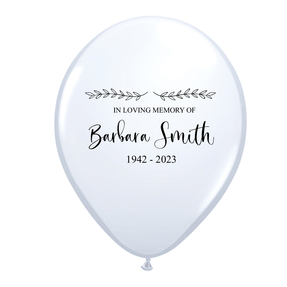 In Loving Memory Personalised White Latex Balloons - Pack of 50 – Party ...