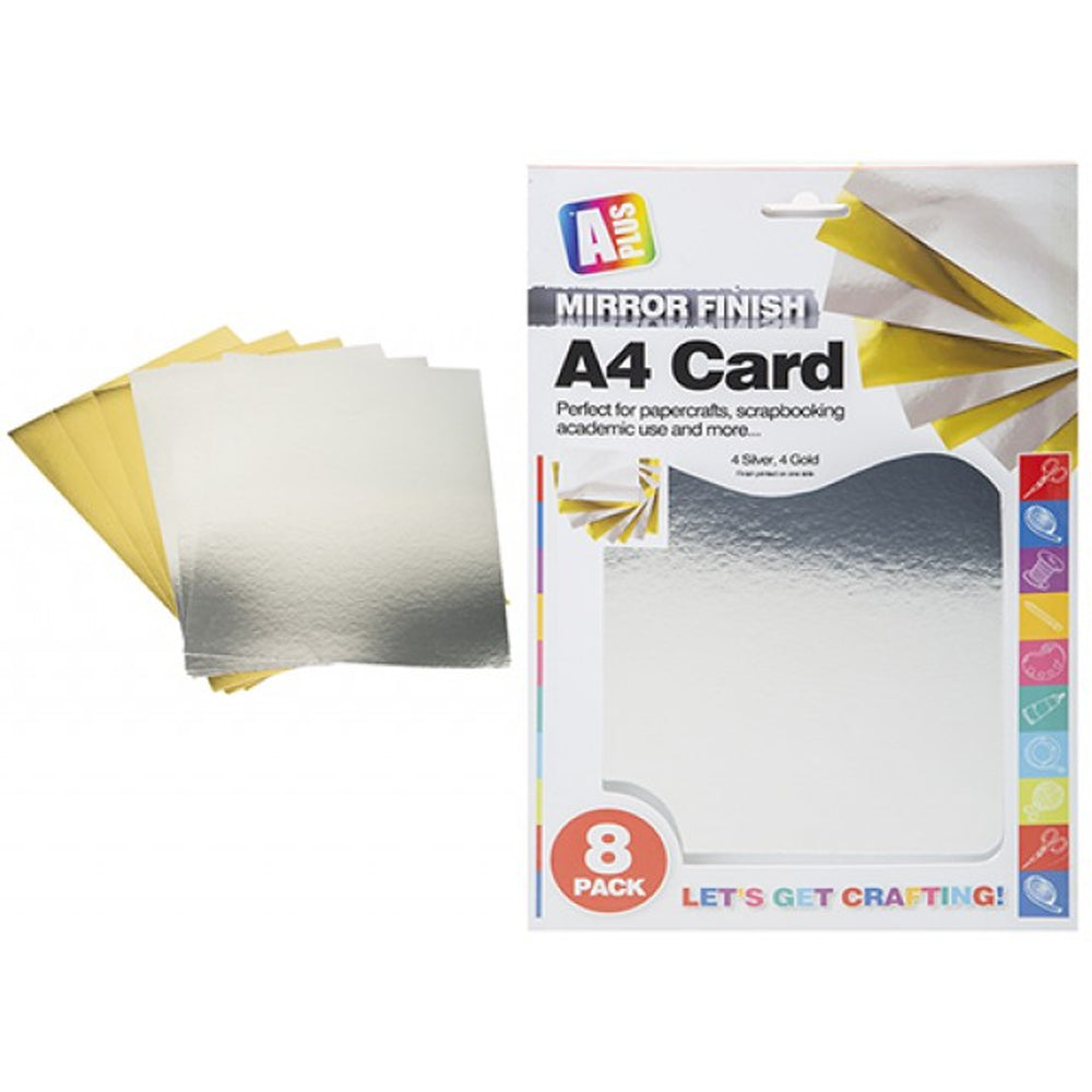 A4 Shiny Mirror Colour Card - Pack of 8 Sheets – Party Packs