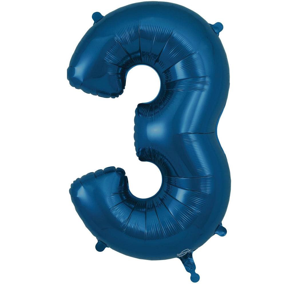 Navy Blue Number 3 Foil Balloon - 34" – Party Packs