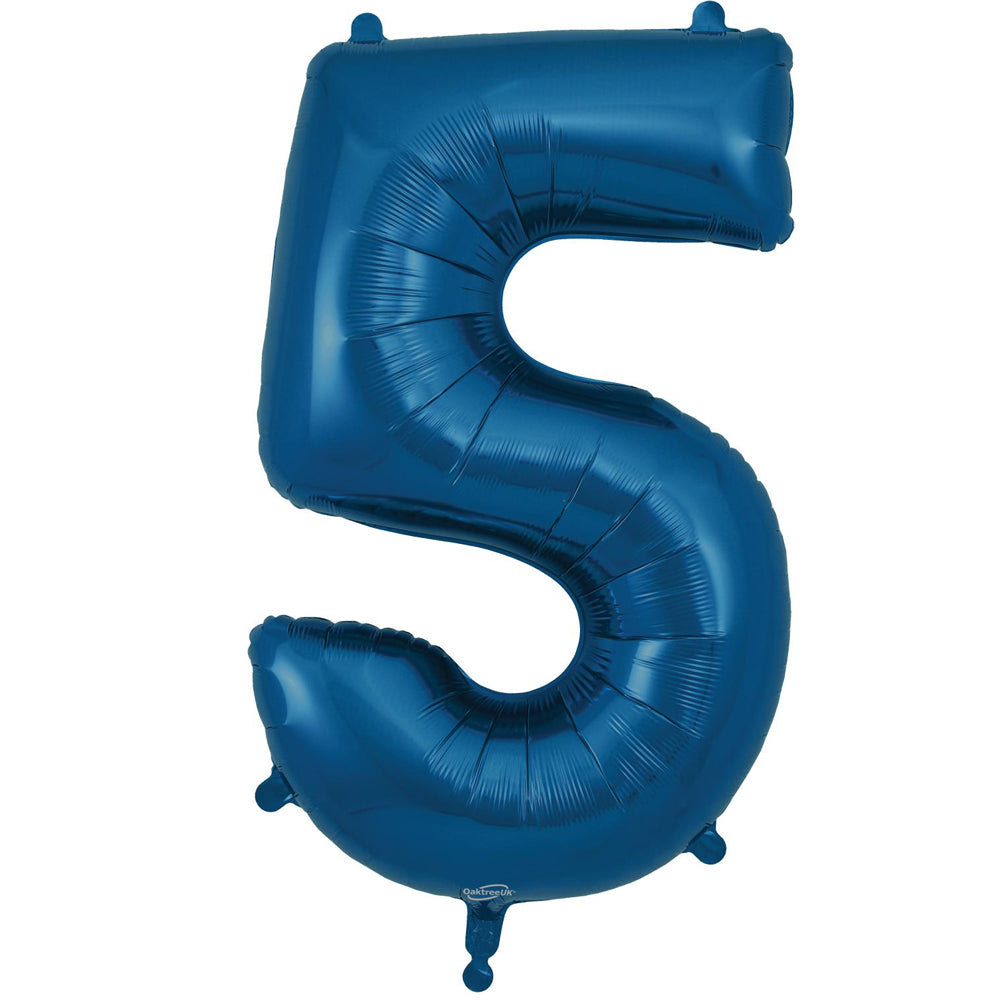 Navy Blue Number 5 Foil Balloon - 34" – Party Packs