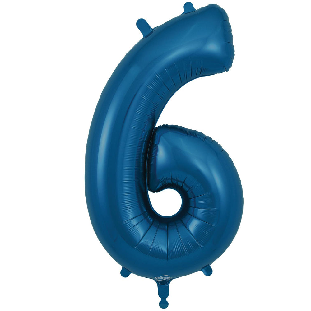 Navy Blue Number 6 Foil Balloon - 34" – Party Packs