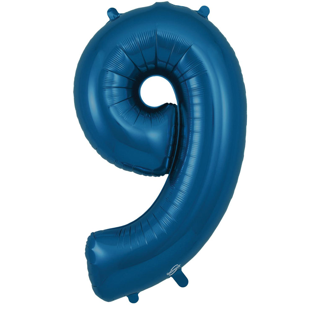 Navy Blue Number 9 Foil Balloon - 34" – Party Packs