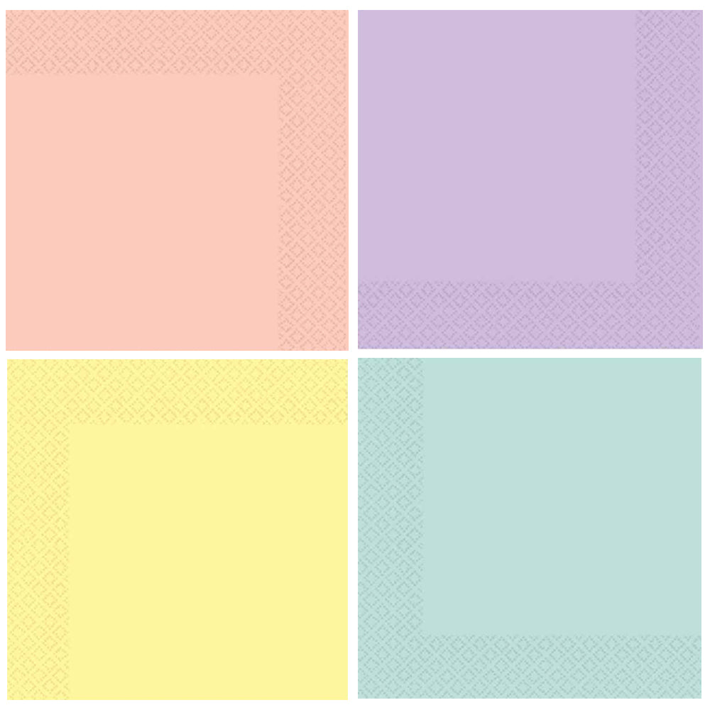 Pastel Colour Mixed Paper Napkins - Tableware | Party Packs