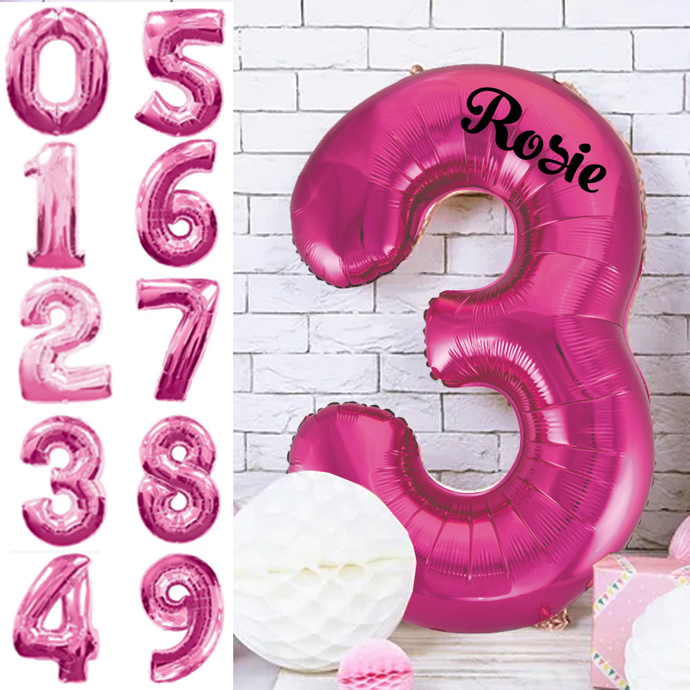Personalised Inflated Single Number Pink Giant 35" Balloon in a Box ...