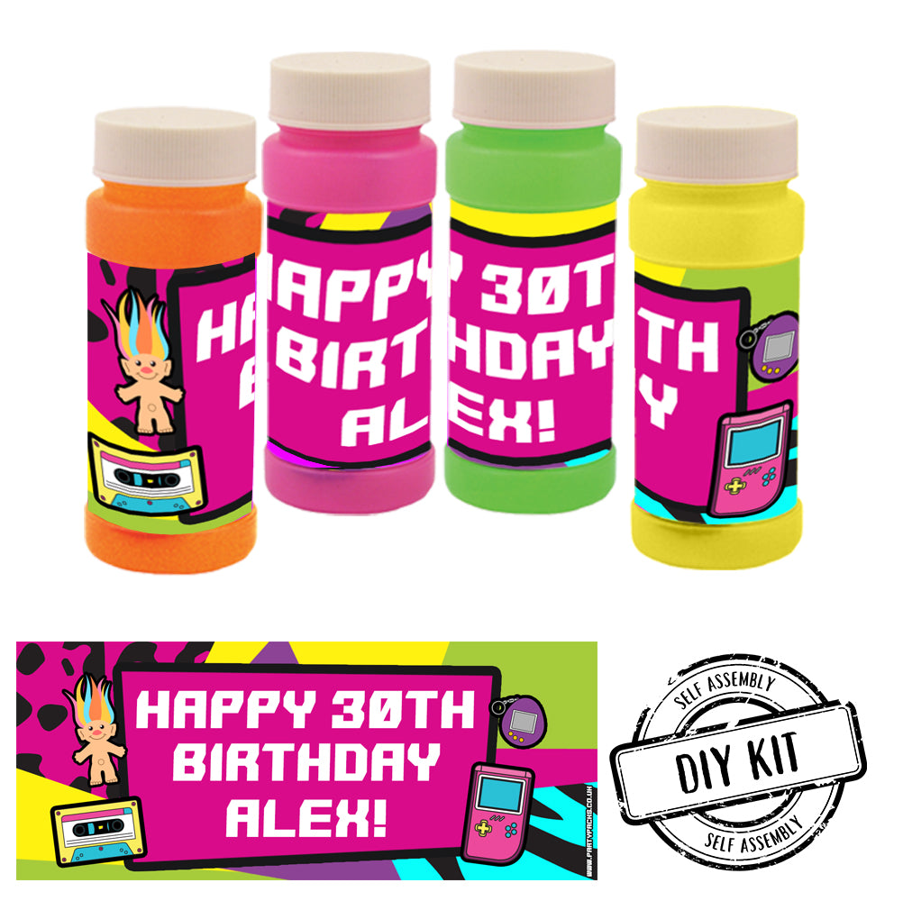 Personalised Bubbles - 1990's Retro - Pack of 8 | Party Packs