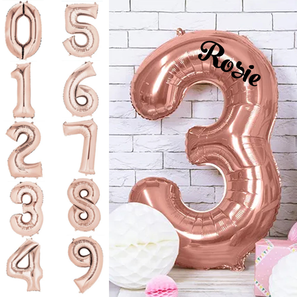 Personalised Inflated Single Number Rose Gold Giant 35" Balloon in a B ...