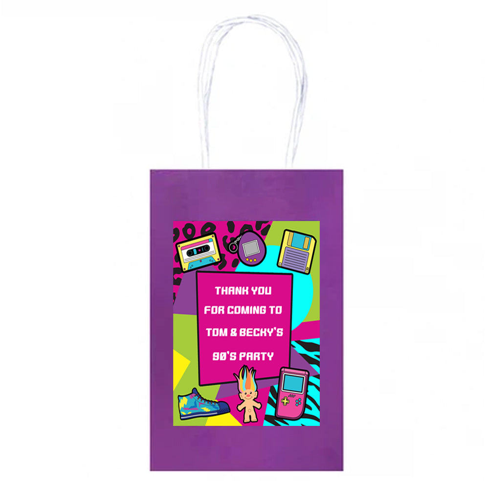 Personalised 1990's Retro Paper Party Bags | Party Packs