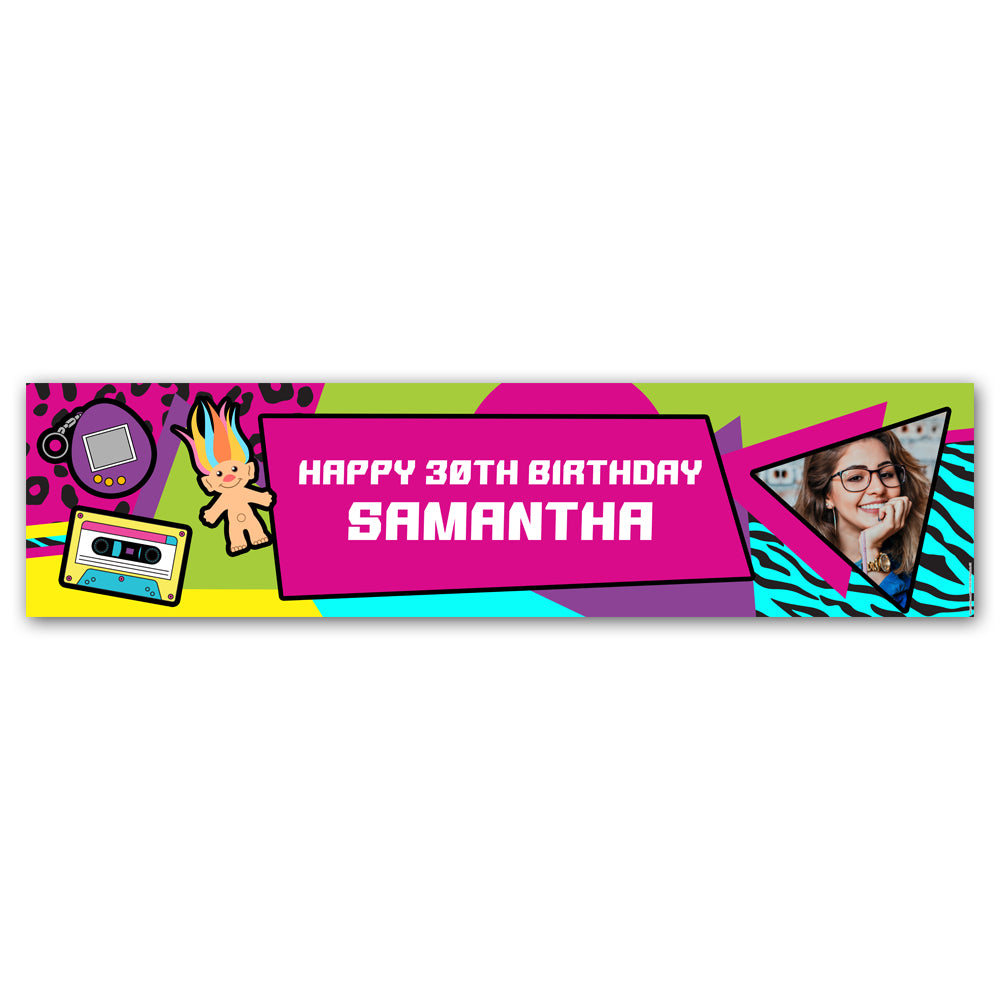 1990's Retro Personalised Photo Banner Decoration | Party Packs