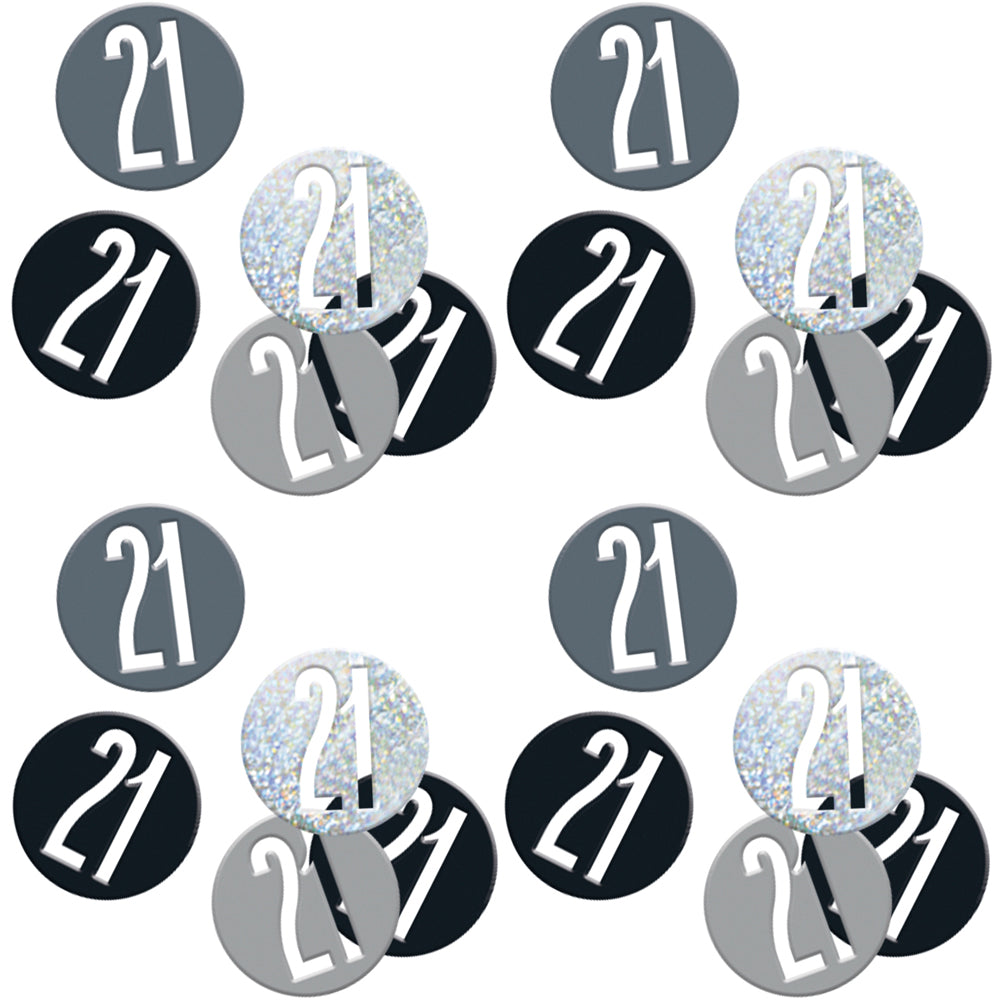 Birthday Glitz Black & Silver 21st Confetti | Party Packs