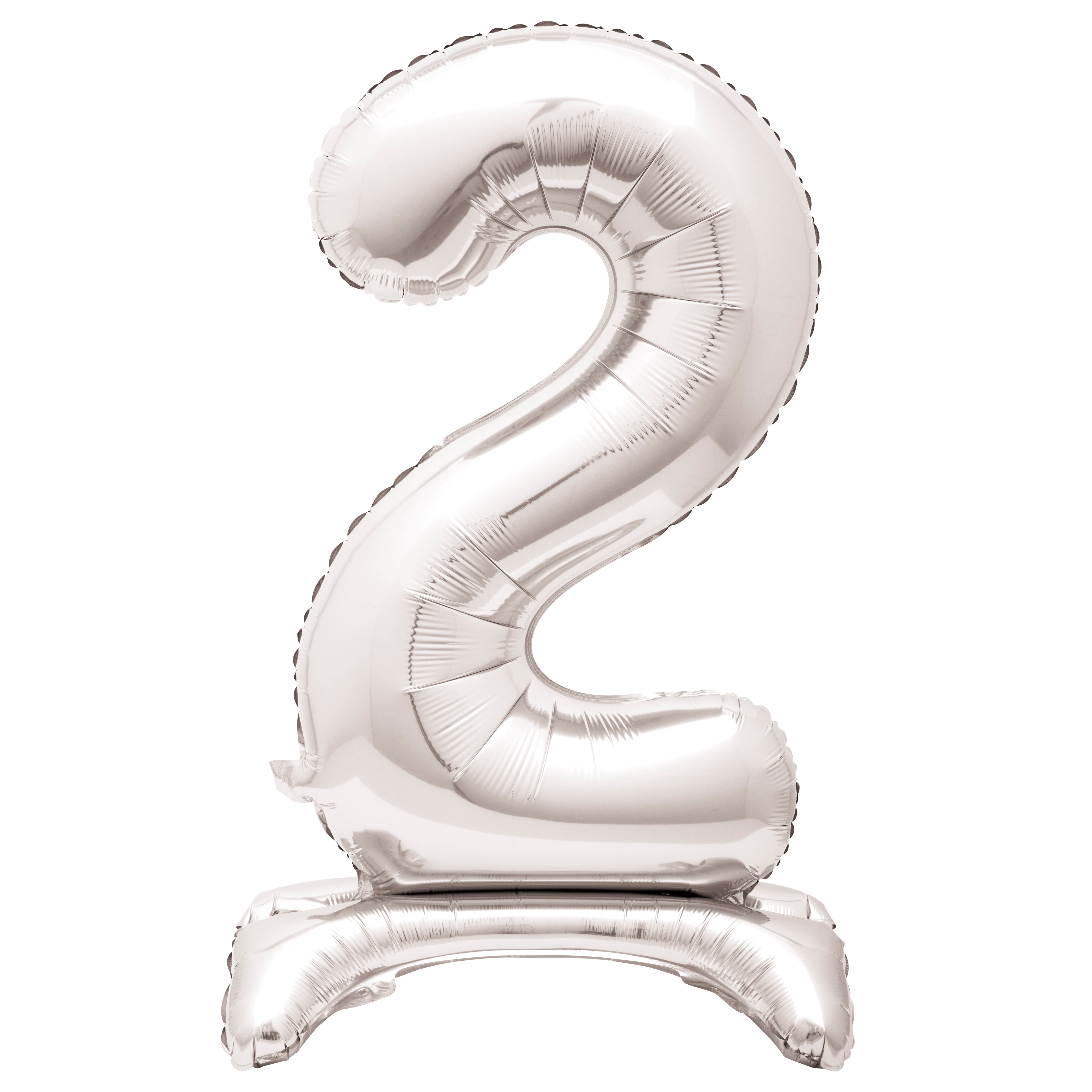 Silver Number 2 Standing Foil Balloon - No Helium Required! - 30 ...