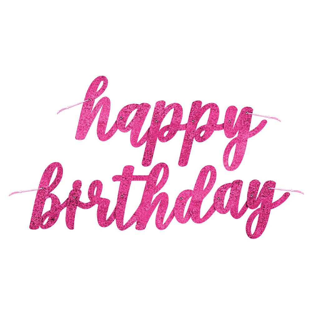 Pink Glitz Jointed 'Happy Birthday' Letter Banner – Party Packs