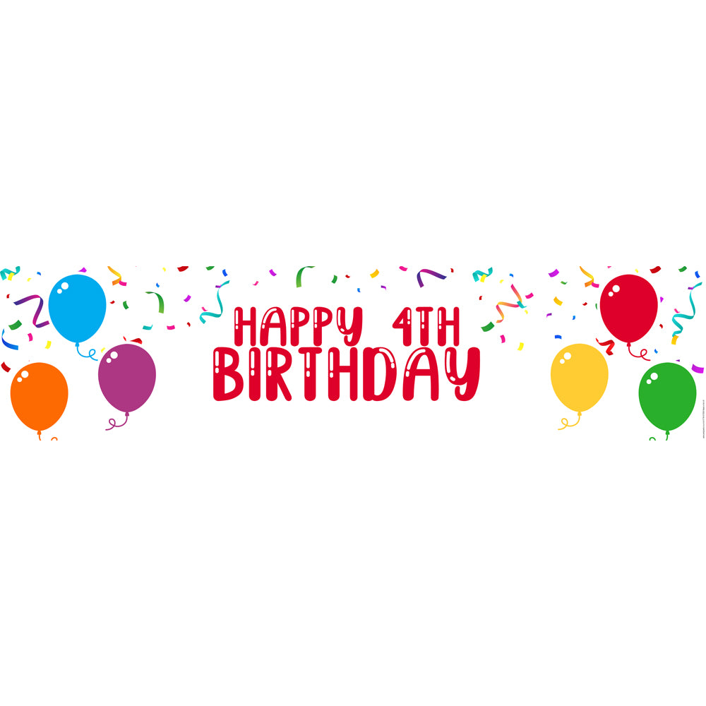 Happy 4th Birthday Balloon Banner - 1.2m – Party Packs