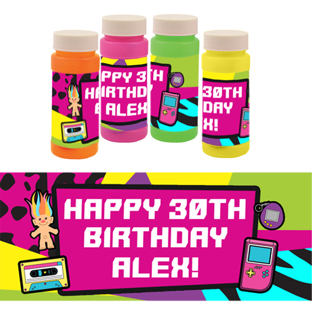Personalised Bubbles - 1990's Retro - Pack of 8 | Party Packs