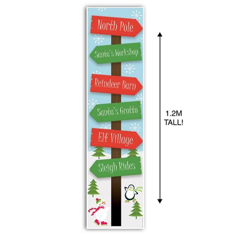 Christmas Signpost Portrait Wall & Door Banner Decoration - 1.2m ...