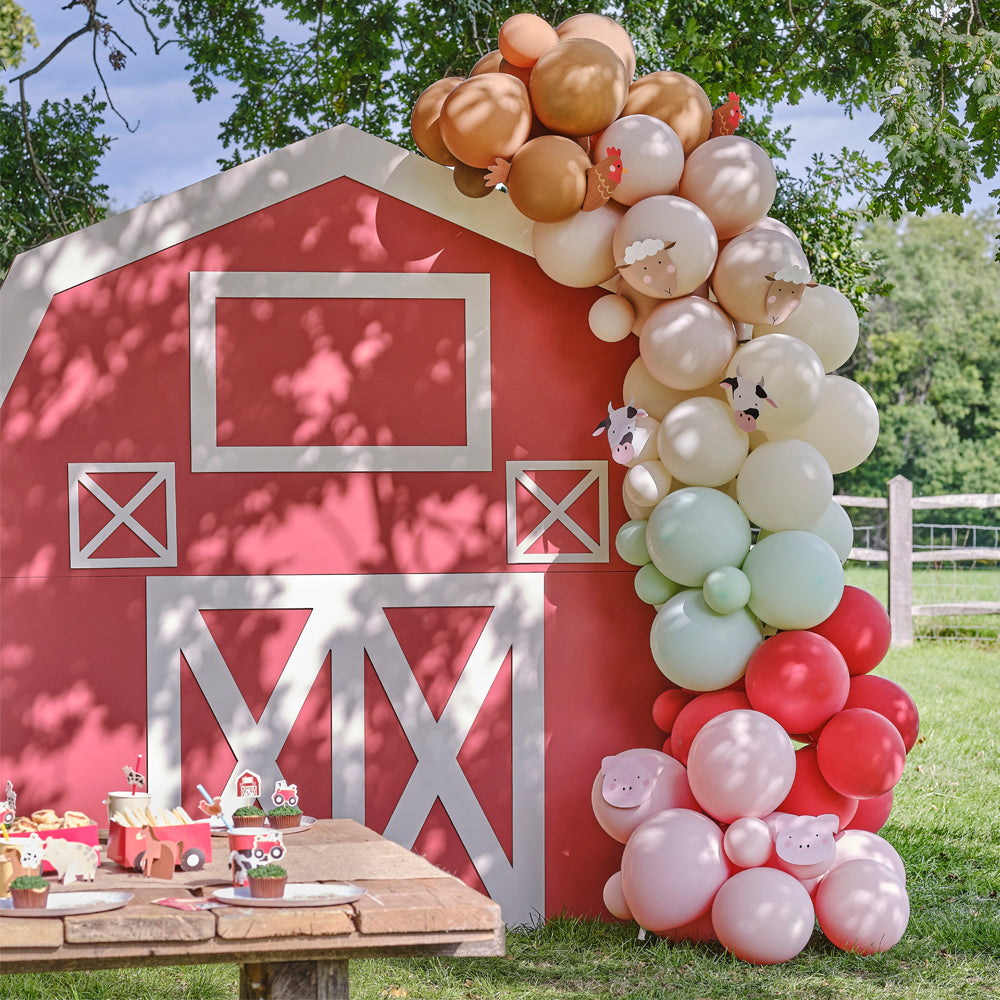 Farm Party Balloon Arch with Card Animals – Party Packs