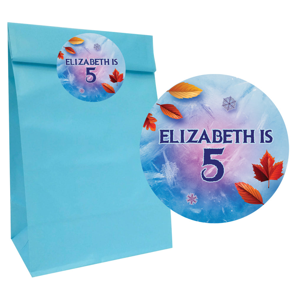 Let It Go Party Bags with Personalised Round Stickers - Pack of 12 ...