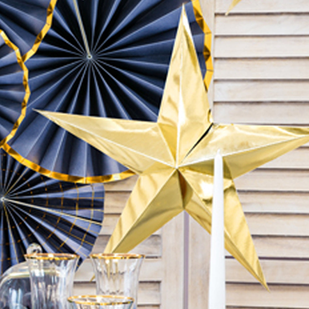 Gold Star Hanging Decoration - 70cm - Each – Party Packs