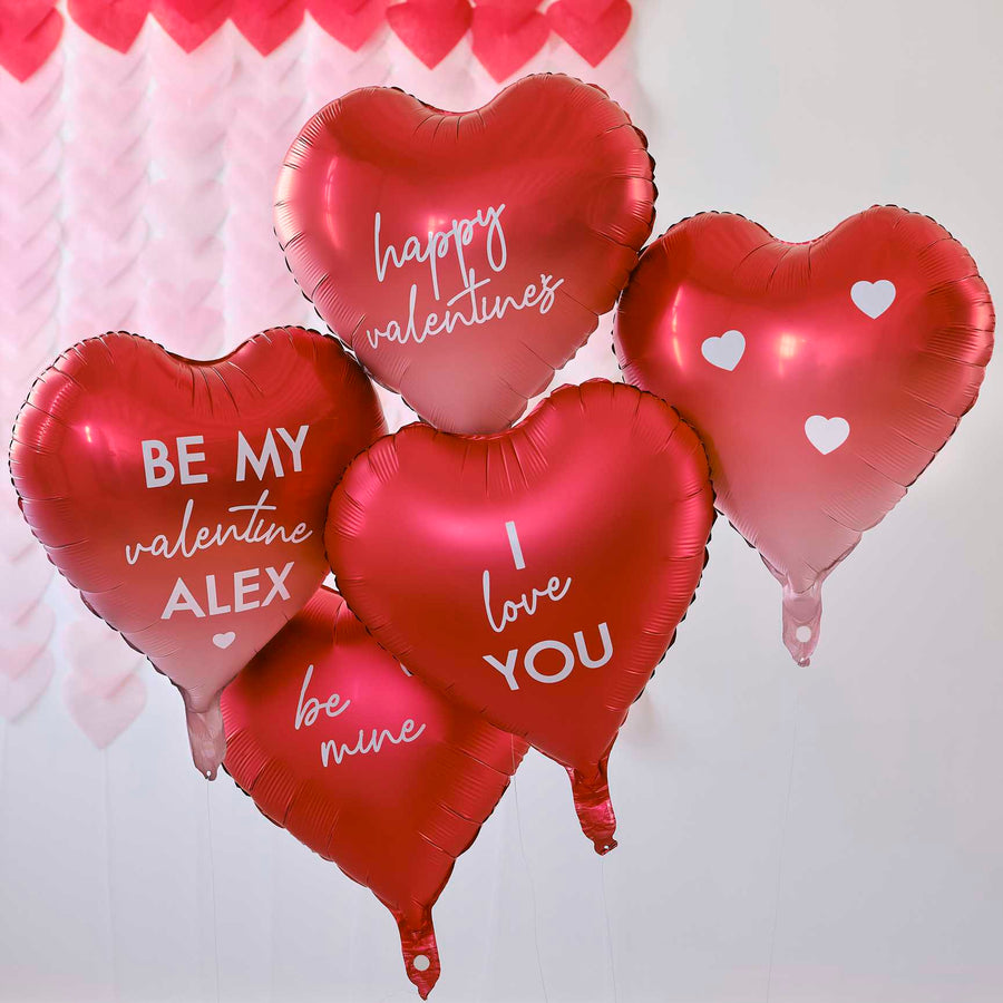 Heart Foil Balloons With Stickers - 18" - Pack of 5 – Party Packs