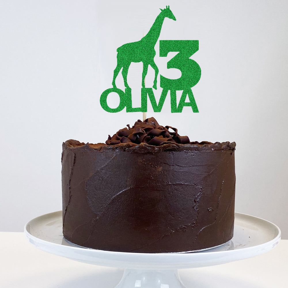Personalised Jungle Glitter Cake Topper - Each | Party Packs