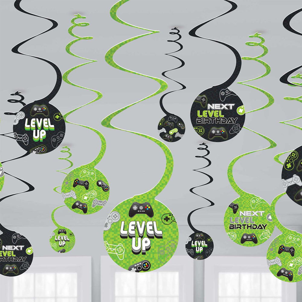 Gamer Level Up Swirl Decorations | Gaming Party | Party Packs